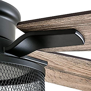 Honeywell Ceiling Fans Carnegie, 52 Inch Industrial Style Indoor LED Ceiling Fan with Light, Remote Control, Dual Mounting Options, 5 Dual Finish Blades, Reversible Airflow - 50614-01 (Matte Black)