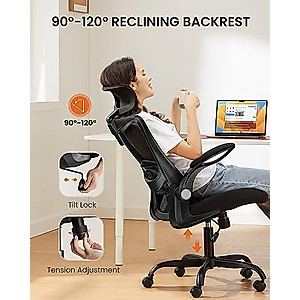 ErGear Office Chair, Desk Chair with Flip-Up Armrests, Ergonomic Office Chair with 2'' Adjustable Lumbar Support & Headrest, High Back Computer Chair Mesh Office Chair with Wheels for Home Office