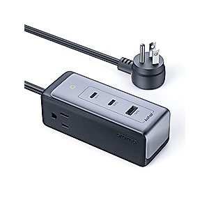 USB C Charger, oraimo 65W GaN Charging Station with 2 Outlets Extender, 5ft Extension Cord & 60W Type C Cable for MacBook Pro, iPhone, Galaxy, Pixel, Desktop Accessory for Home, Office Supplies
