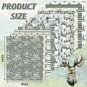 Whaline 12Pcs Christmas Cotton Fabric Bundles 18 x 22 Inch Watercolor Forest Mountain Fat Quarter Xmas Winter Quilting Patchwork for DIY Handmade Sewing Crafting