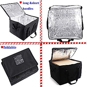 Qichebox Reusable Insulated Food Delivery Bag for Transport -Foldable Heavy Duty Food Warmer Grocery Bag for Camping Catering Restaurants (fit 14" Pizza)