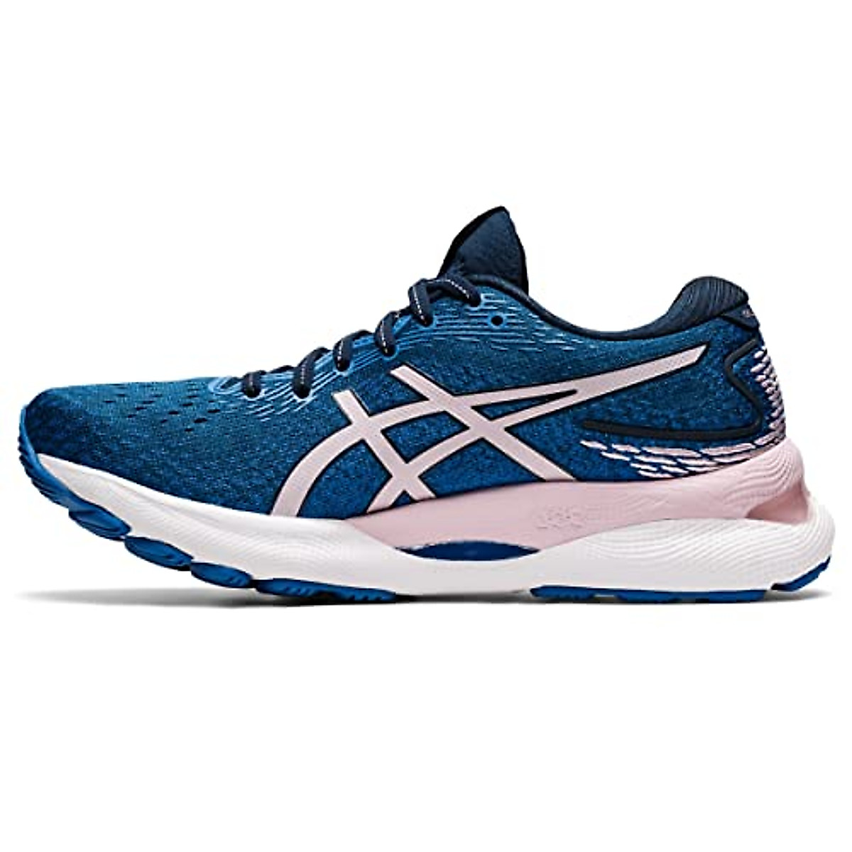 ASICS Women's Gel-Nimbus 24 Running Shoes, 9.5, French Blue/Barely Rose