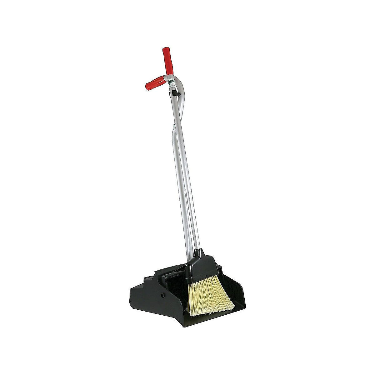 Unger EDPBR Ergo Dustpan With Broom, 12 Wide, Metal w/Vinyl Coated Handle, Red/Silver