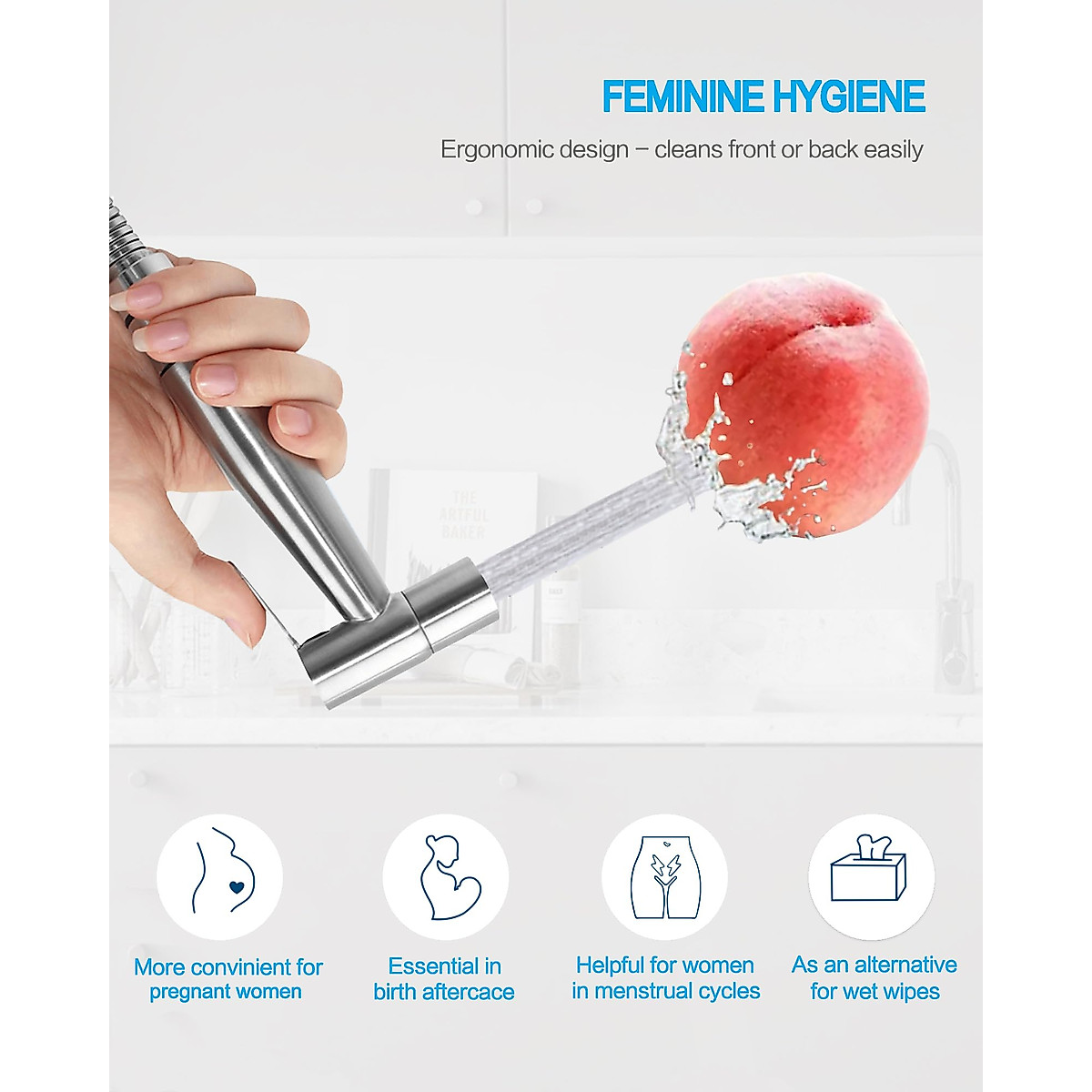 Handheld Bidet Sprayer for Toilet-Toilet Bidet Sprayer with Adjustable Water Pressure Control for Feminine Wash, Stainless Steel Brushed Nickel Cloth Diaper Bidet Toilet Bidet for Baby Wash