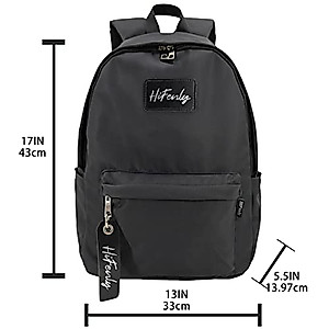 Lightweight Backpack for School, HiFenly Classic Basic Water Resistant Casual Daypack Travel with Bottle Side Pockets 17inch
