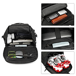 Gym Duffle Bag Backpack 4-Way Waterproof with Shoes Compartment for travel Sport Hiking laptop (Black)
