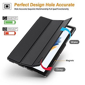 ZtotopCases Slim Case for Samsung Galaxy Tab A8 10.5 Case 2022, Lightweight Trifold TPU Stand Cover, Full Protective Case for Samsung Galaxy A8 10.5 Inch Tablet SM-X200/X205/X207, Black