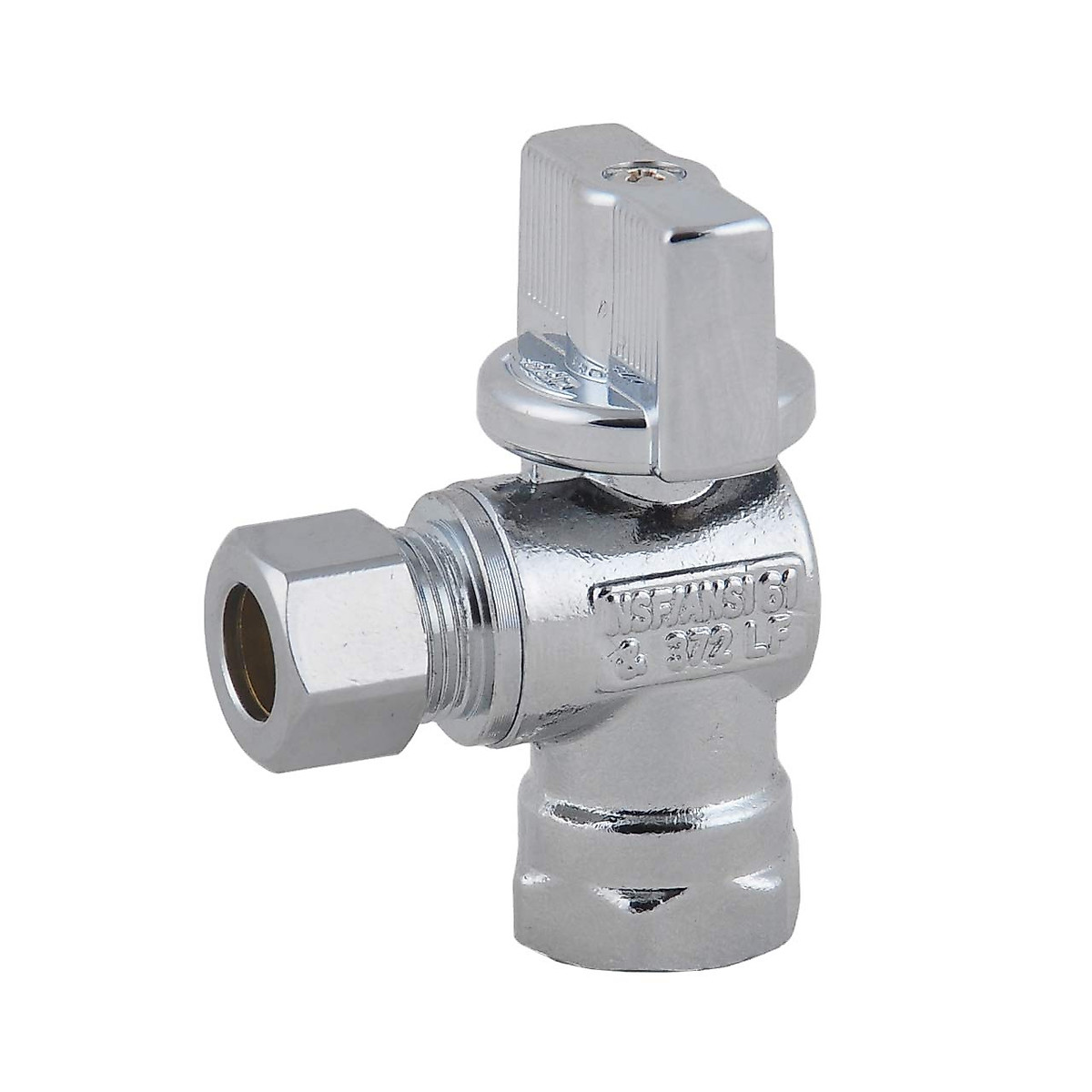 LD Valve- 1/4 Turn Angle Stop Valve 3/8-in FIP Iron Pipe x 3/8-in OD Compression,Quarter Turn LF Chrome Plated Brass Water Shut Off Angle Valve for Faucet or Toilet Installation(2-Pack)