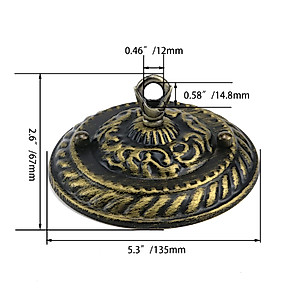 Tighall Ceiling Lighting Plate Lamp Base Ceiling Light Cover Pendant Light Plate with Embossed Pattern Chandelier Accessories with Screw(Vintage Gold)