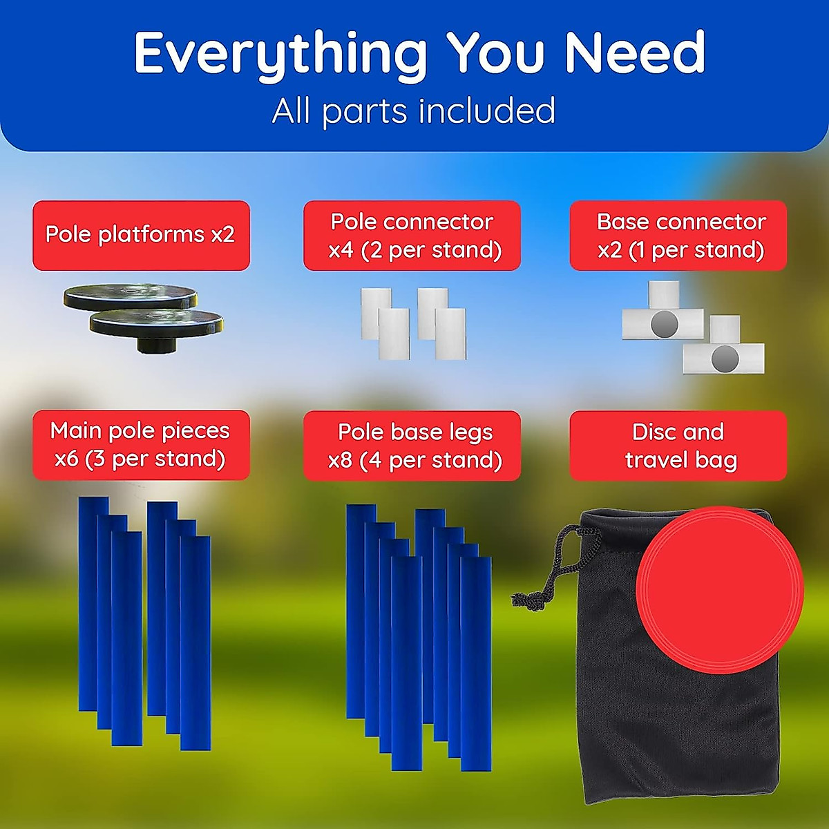 Giggle N Go Yard Games for Adults and Kids - Outdoor Polish Horseshoes Game Set for Backyard and Lawn with Frisbee, Bottle Stands, Poles and Storage Bag﻿, Easter Basket Stuffers Gifts for Kids.