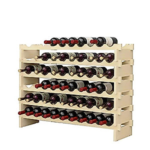 SogesGame Wine Rack,Stackable Modular Wine Rack 60Slots Storage Stand Free Standing Solid Natural Wood Wine Holder, Wobble-Free Display Shelves for Kitchen, Pantry, Wine Cellar, Basement(10 X 6 Rows)