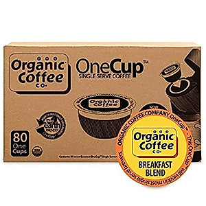The Organic Coffee Co. Compostable Coffee Pods - Breakfast Blend (80 Ct) K Cup Compatible including Keurig 2.0, Medium Roast, USDA Organic