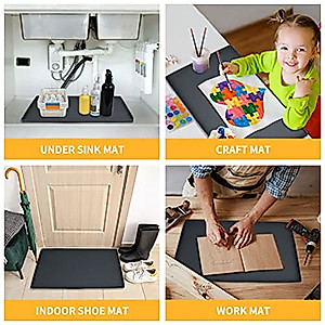 EIOKIT Dog Food Mat,Silicone Waterproof Dog Cat Food Tray,Non Slip Pet Bowl Mats Placemat,Size:(18.5" x 11.5") 0.6",(24" x 16") 0.6",(28" x 18") 0.8",(32" x 24") 1" Raised Edge