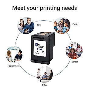 BJ Remanufactured Ink Cartridge Replacement for HP 61XL 61 XL CH563WN (1 Black) for HP Envy 4500 5535 Deskjet 1000 1010 1055 1512 Printer