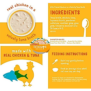 ILC Buy Lil Soups for Cats Bundle, 4 Flavor Variety, (2) Each: Shrimp, Sockeye Salmon, Tuna, Flaked Chicken (1.2 Ounces) Plus a Noisy Cat Toy Ball and Magnet