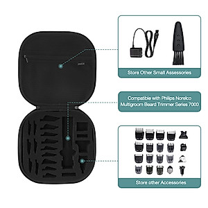 MOSISO Hard Travel Carrying Case Compatible with Philips Norelco Multigroom Beard Trimmer Series 7000, MG7750/49, Waterproof Shockproof EVA Organizer Storage Bag with Handle & Cleaning Brushes, Black