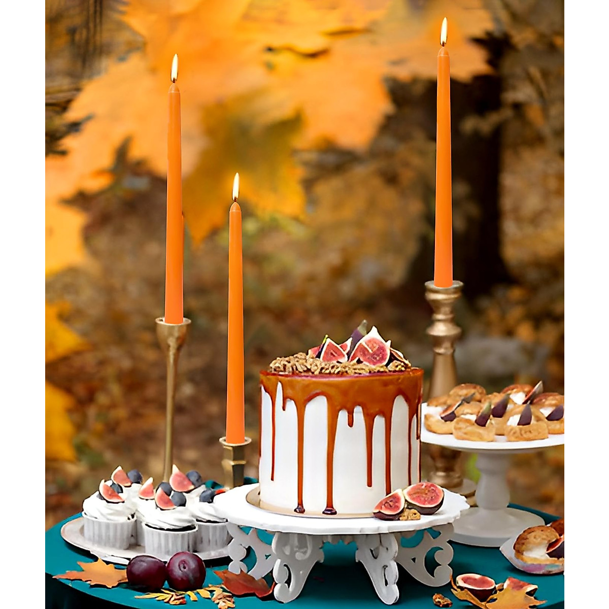 10 Pack 12 Inch Orange Taper Candles – Unscented, Dripless, Smokeless Candlesticks for Halloween, Autumn Decor, Thanksgiving, and Home Celebrations – Long Burning Dinner Candles for All Occasions