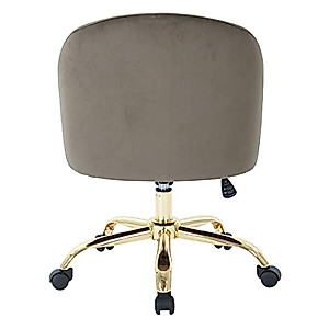 OSP Home Furnishings Layton Mid-Back Adjustable Office Chair with 5-Star Base, Gold Finish and Blue Azure Velvet