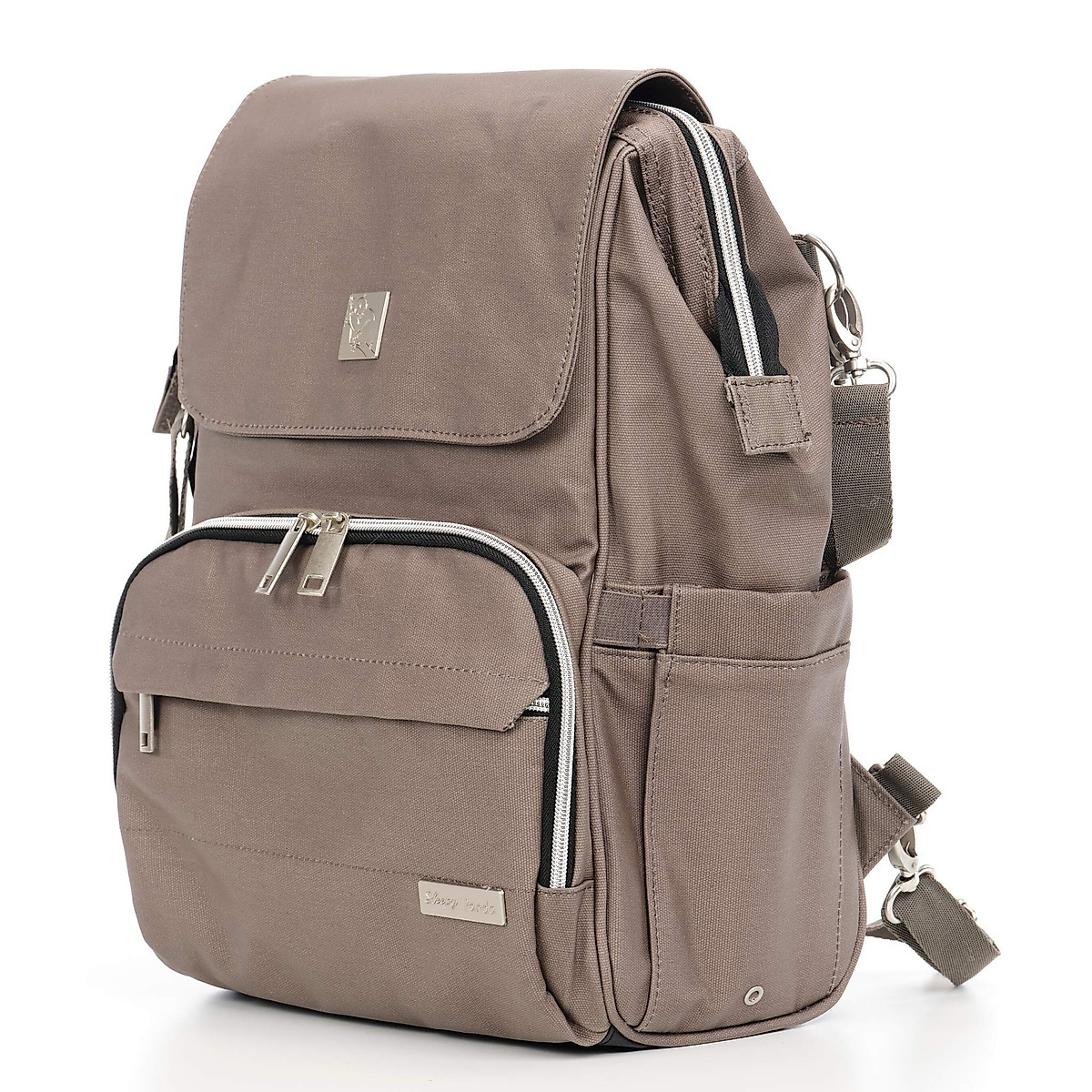 The Kennedy Diaper Bag Backpack for Mom or Dad with Stroller Straps, Baby Changing Pad & USB Hub, Neutral (Grey)