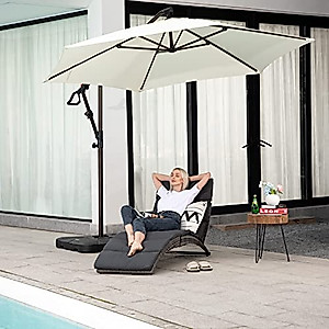 JOIVI Patio Chaise Lounge, Outdoor Lounge Chair, PE Rattan Foldable Chaise Lounger with Removable Dark Gray Cushion, Suitable for Poolside, Garden, Balcony 2 Pack