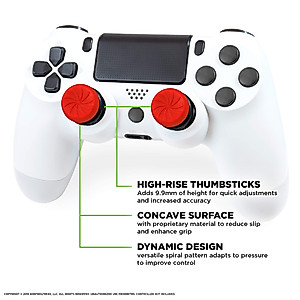 KontrolFreek FPS Freek Inferno for Playstation 4 (PS4) and Playstation 4 (PS5) Controller | Performance Thumbsticks | 2 High-Rise Concave | Red