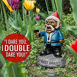 Military Garden Gnomes with Gun, Gangster Army Gnome, Say What Again Funny Gnome, War Gnome Outdoor Garden Statues, Novelty Statue for Indoor Outdoor Lawn Yard Decorations