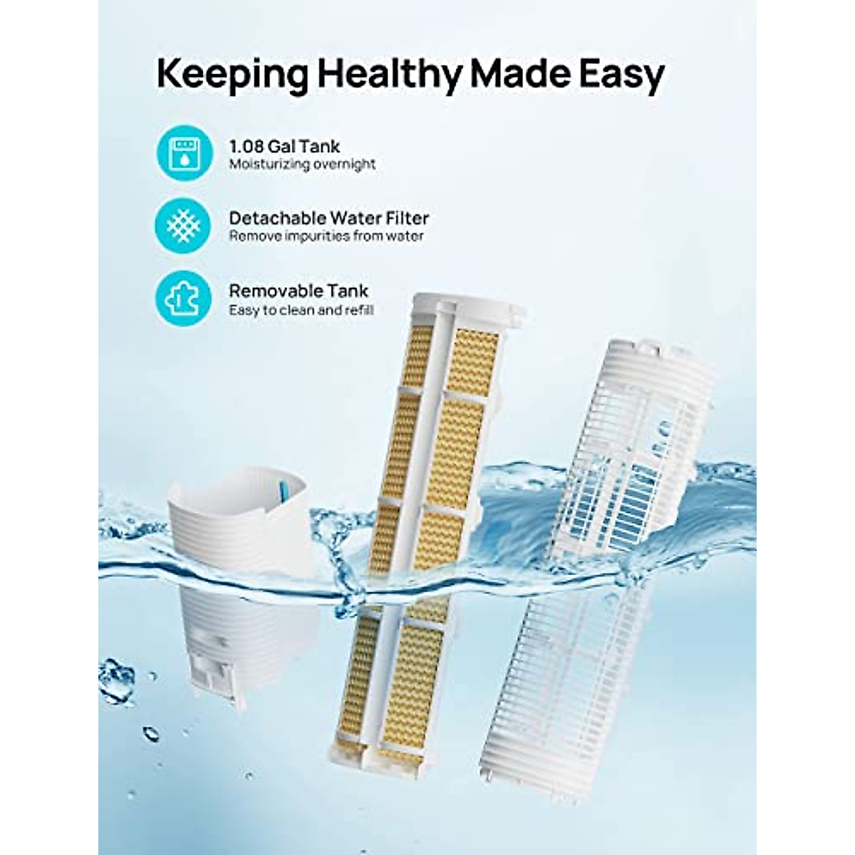 Dreo Evaporative Air Cooler, 40” Cooling Fan with 80° Oscillating, Humidifying, Removable Water Tank, Remote Control, 3 Speeds, 7H Timer, Personal Swamp Cooler, ‎White Cream, Large, DR-HEC001-W2