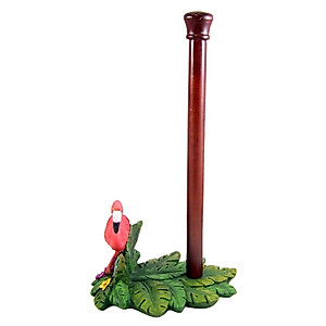 Tropical Flamingo and Palm Leaf Paper Towel Holder, 15 Inches