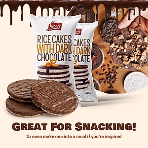 LIEBERS Dark Chocolate Rice Cakes, Kosher Certified Dairy Free, Gluten Free Snack (Dark Chocolate) Pack Of 3