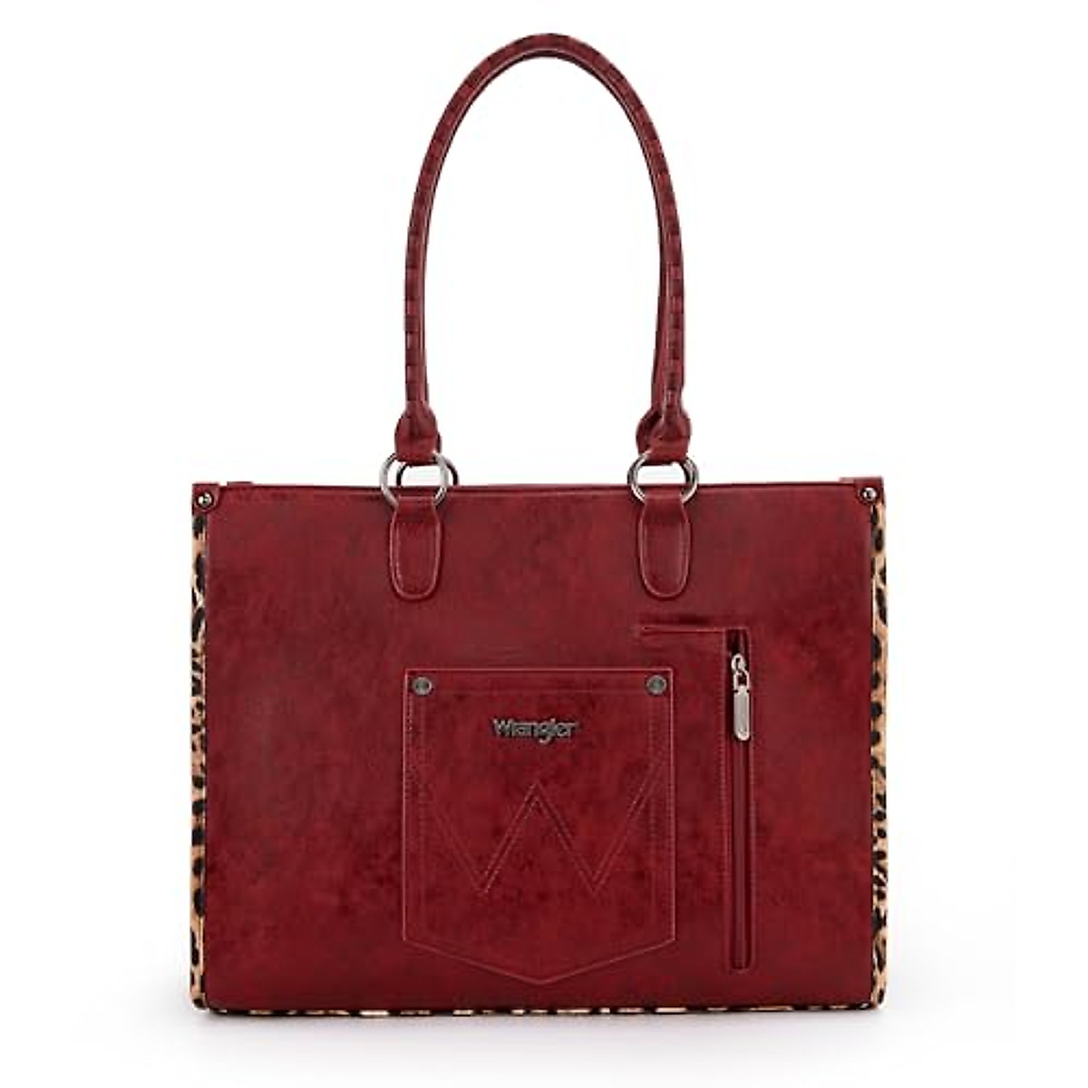 Wrangler Large Tote Bag for Women Western Purses for women Top Handle Handbgas for women Suede Purse Leopard Print Shoulder Bag WG83G-8317RD