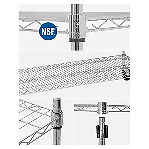 BestMassage Wire Shelving Unit Heavy Duty Garage Storage Shelves Large Metal Shelf Organizer 6-Tier Height Adjustable Commercial Grade Utility Steel Storage Rack with Wheels,18 x 48 x 72 (Chrome)