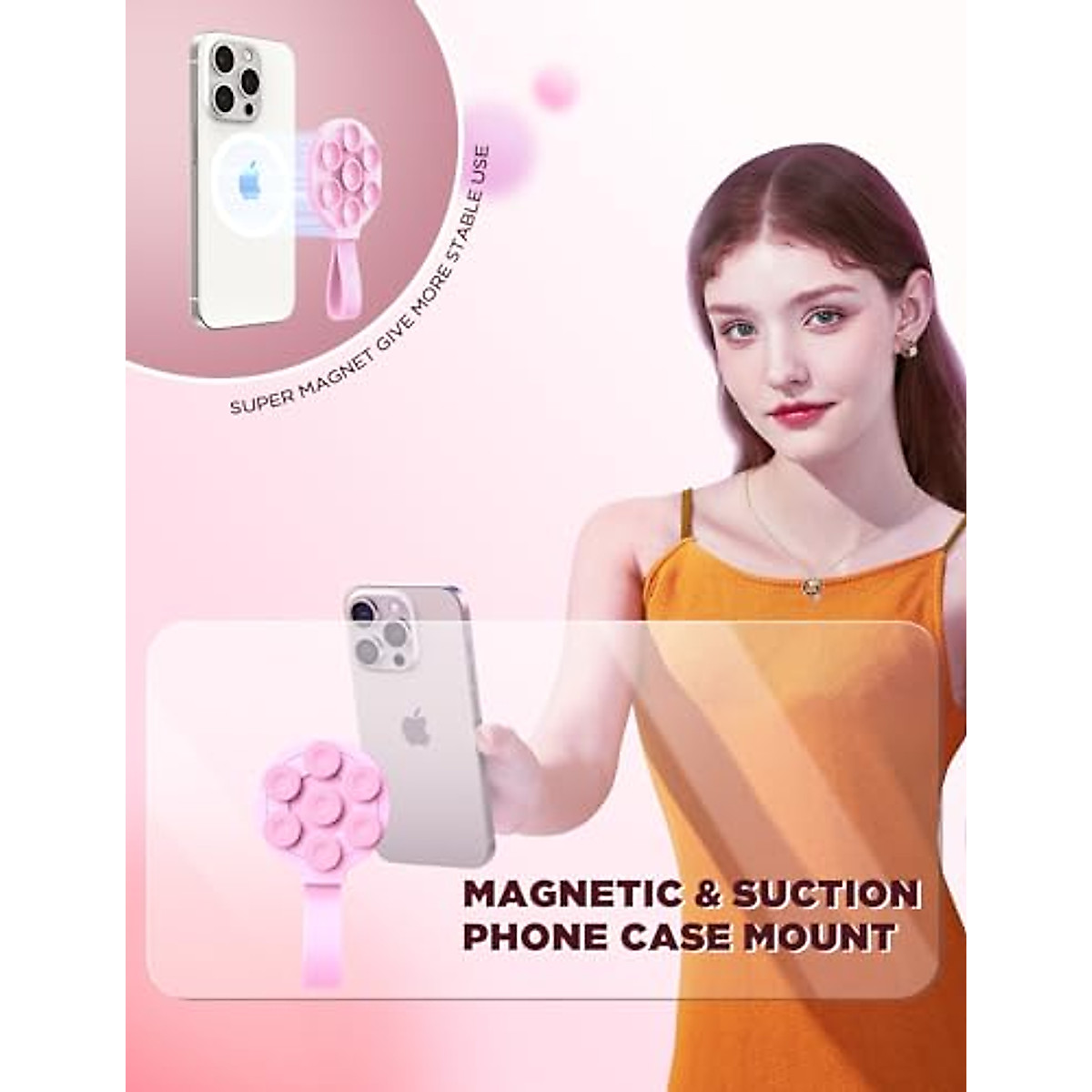 JOYROOM Magnetic Suction Phone Case Mount, Silicone Suction Cup Phone Grip Holder Stand for iPhone & Android, Hands-Free Cell Phone Accessory Holder for Selfies & Tiktok Videos