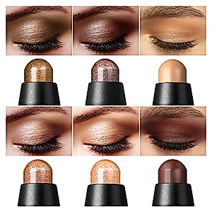 LUXAZA 6 PCS Brown Neutral Metallic Eyeshadow Stick,Champagne Brown Cream Shimmer Pencil Crayon,Eye Brightener Stick Highlighter Eye Liner Pen,Pro Waterproof & Long Lasting Eye Shadow Stick Makeup