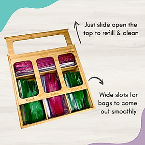 H&H Commerce LLC - Plastic Bag Organizer , Bamboo Sandwich Bag Organizer for Kitchen , Fits Major Brands - Trade Cardboard Boxes for a Neat Kitchen