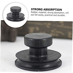 Milisten 2pcs Black Spiritual Meditation Knob Nepal Suction Healing Practical for Buddha Rubber Handle Bowl Sound Tool Tibetan Premium Singing Accessories Lifting