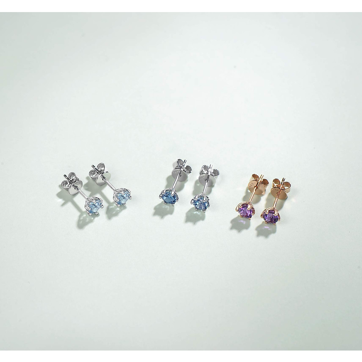 Agvana 14K Solid White Gold Solitaire Tiny 0.44 Carat Aquamarine Stud Earrings for Women March Birthstone Jewelry Anniversary Birthday Gifts for Women Mom Wife Daughter Her