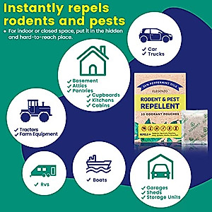 ELEGENZO Mouse Repellent Pouches with Peppermint Oil - Repels Mice, Rats, Squirrels, Roaches, Ants, Spiders, Moths 1 Count (Pack of 5)