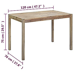 WHOPBXGAD Dining Table,Wooden Dining Table, Kitchen Table, Easy to Assemble Suitable for Small Spaces, Flats, Bars, Restaurants,47.2"x27.6"x29.5" Solid Acacia Wood