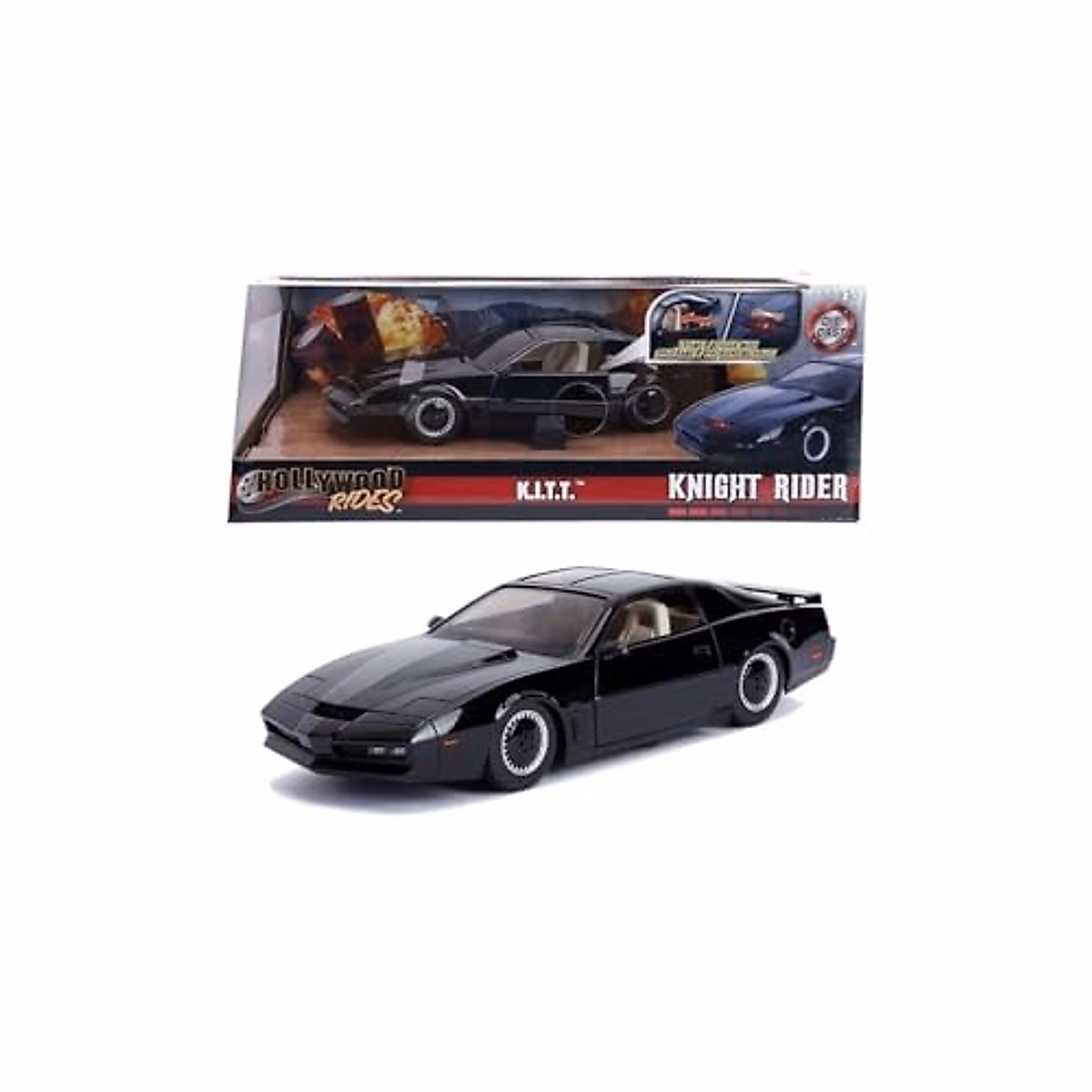 Jada Toys Knight Rider K.I.T.T. 1982 Pontiac Firebird DIE-CAST Car with Light Up Feature, 1: 24 Scale Vehicle, Black