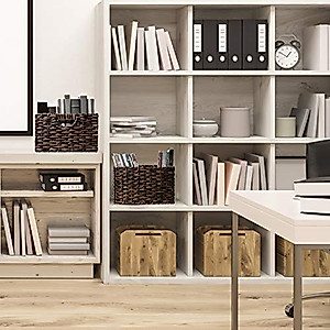 Seville Classics Premium Hand Woven Portable Laundry Bin Basket with Built-in Handles, Household Storage for Clothes, Linens, Sheets, Toys, Mocha Brown, Rectangular (2-Pack)