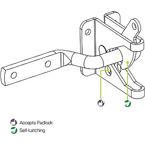 HILLMASTER Heavy Duty Gate Latch Door Handle Hardware Kit for Wooden Fence, Self-Closing Gate Latch with Pull String, Decorative Metal Gate Pull Handle, 2 Pack 6in T-Strap Gate Hinges, Black Finish