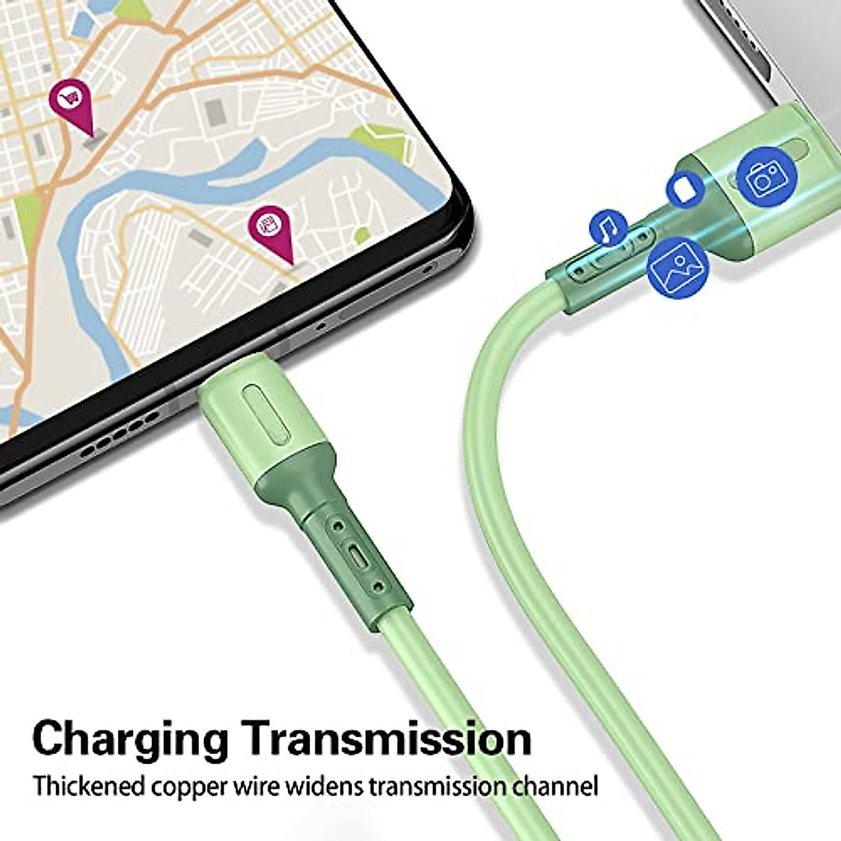 BGNTBUK 713 2m Silicone Data Cable Mobile Phone Color Fast Charging Line Liquid Soft Plastic Flash Charging Cable Suitable for Tpye C Charging Port Hyper Cable