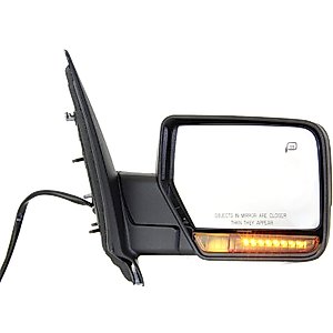 Kool Vue Mirror Set of 2 Compatible with 2007-2011 Ford Expedition Driver & Passenger Side In-housing Signal Light, Manual Folding, Heated, With memory, Textured Black, With Puddle Light, Power Glass