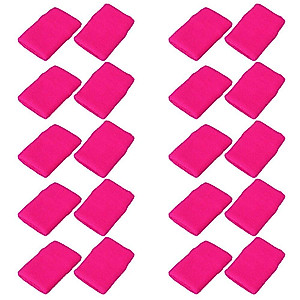 Mallofusa 10 Pack Sports Wristband Sweatband Gym Yoga Wrist Support Sweatband Cotton Wrist Wraps