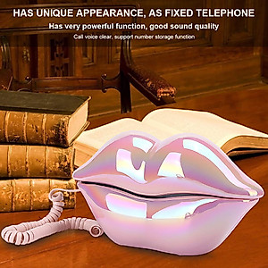 Corded Sexy Lip Telephone, Real Work Mouth Landline Phones, Wired Lip Phone for Decoration/Home/Office/Art Decor