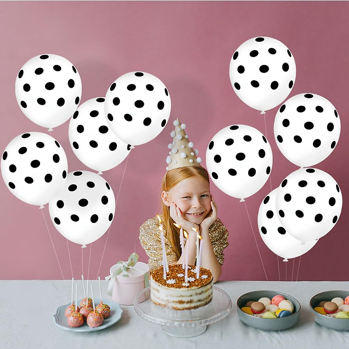 AnnoDeel 50 Pcs 12" Latex Balloons, White Polka Dot Balloons for Brithday Balloon Wedding Balloon decoration
