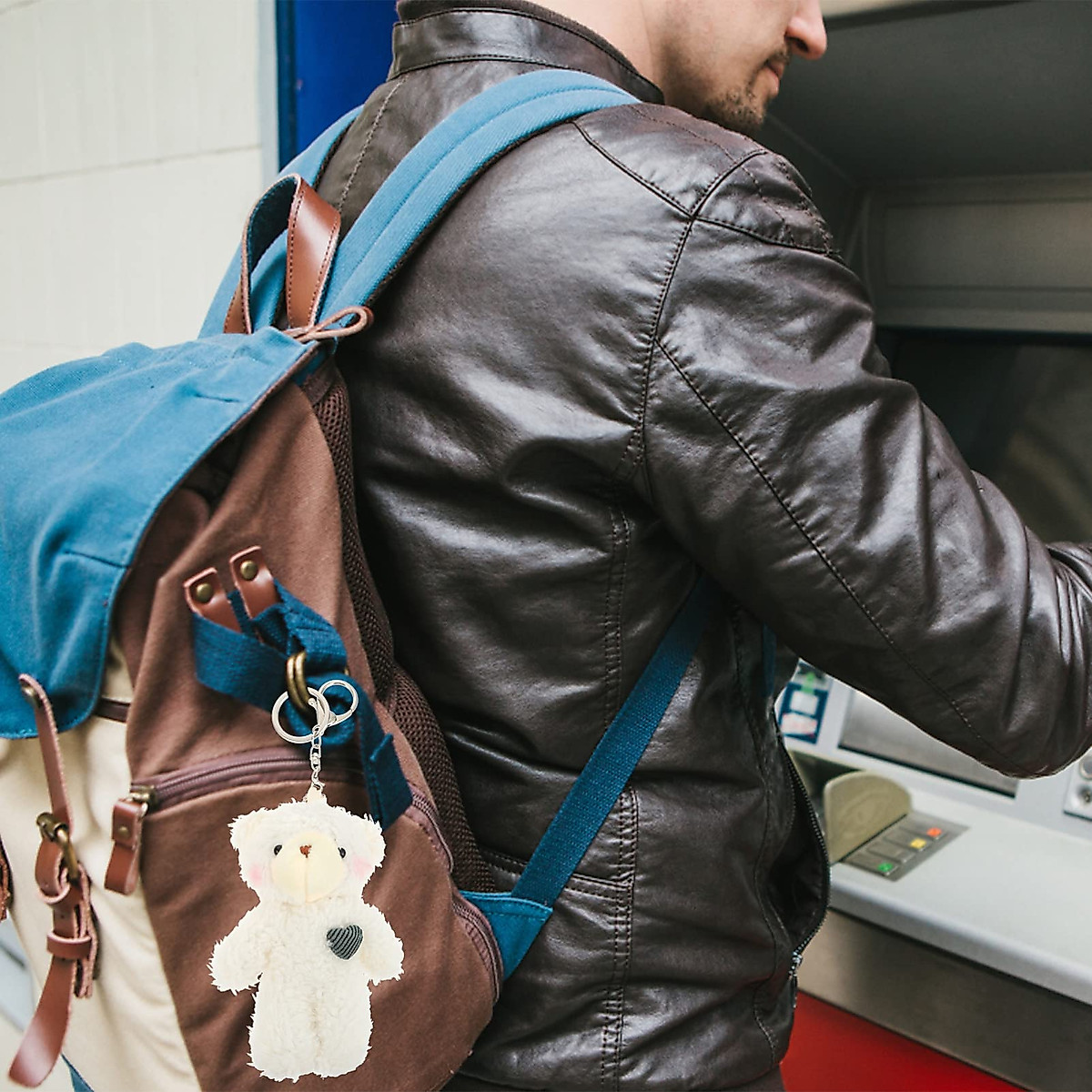 2pcs Plush Bear Keychain Teddy Bear Keychain Aniaml Key Ring Hanging Ornament Plush Stuffed Animal Car Key Holder for Girls Women