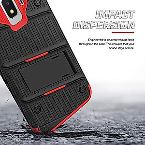 ZIZO Bolt Series Samsung Galaxy J2 Case Military Grade Drop Tested with Tempered Glass Screen Protector Holster J2 Pure Black Red