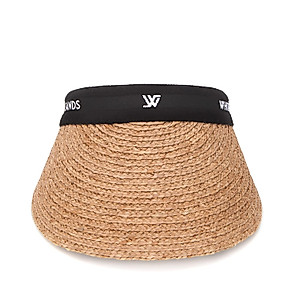 WHITE SANDS MOJA Raffia Straw Sun Hat for Women Men | Visor Patented Unfoldable Brim Sun Cap, Removable Adjustable Headband | New Lazare | Peanut