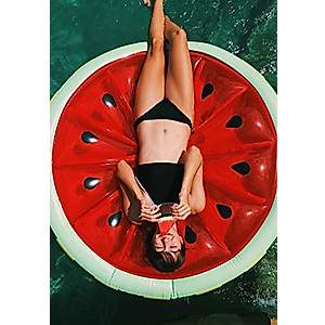 Swimline Watermelon Slice Floating Pool Island Red/Green 60'' Diameter